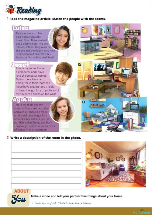 2nd READING. ROOMS. Interactive worksheet | TopWorksheets