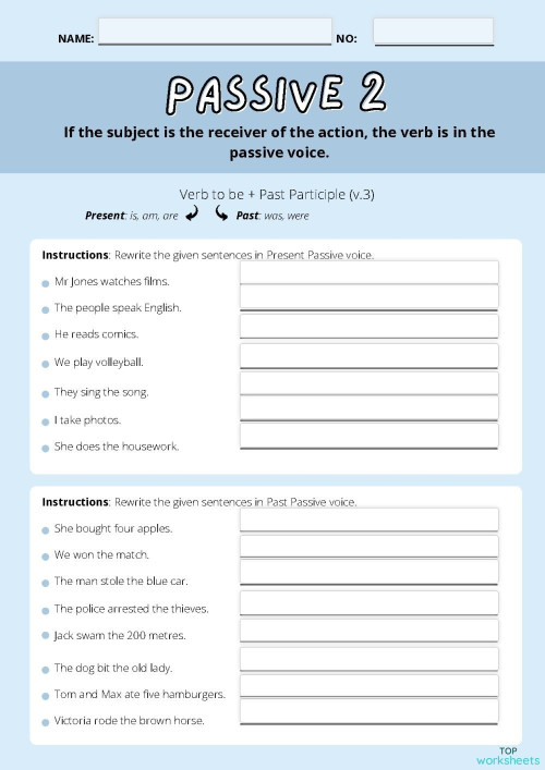 Passive Voice 2. Interactive worksheet | TopWorksheets