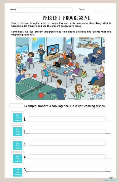 Present Progressive Speaking. Ficha interactiva | TopWorksheets