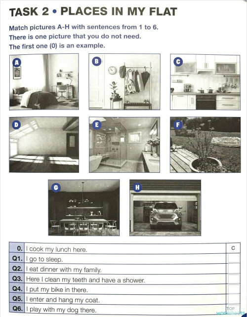 PLACES IN MY FLAT - reading and comprehension. Interactive worksheet ...