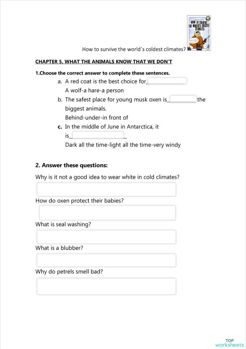 CHAPTER 5. READING BOOK. Interactive worksheet | TopWorksheets