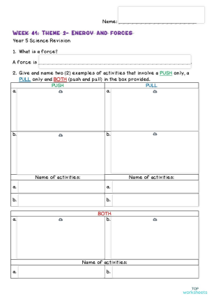 Force (Revision). Interactive worksheet | TopWorksheets