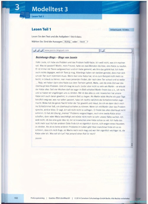 B1_Test 3 (Cornelsen). Interaktives Arbeitsblatt | TopWorksheets