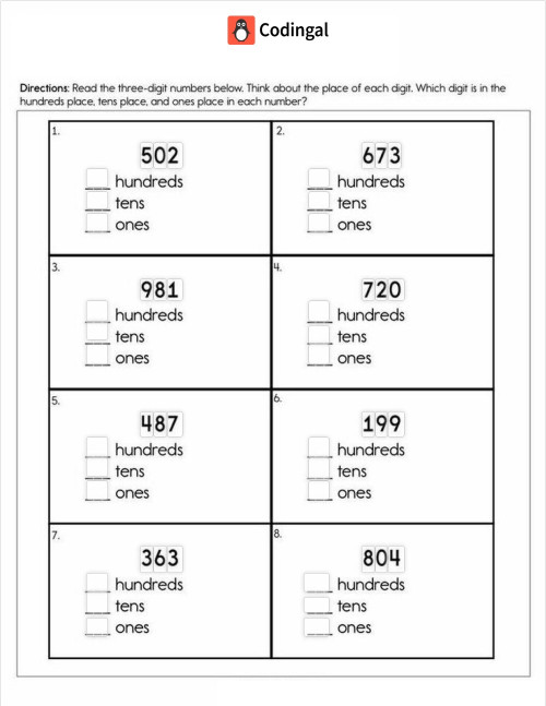 M_G02M03L11_WC02_Number upto 999. Interactive worksheet | TopWorksheets