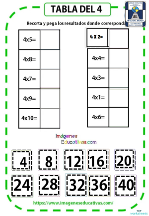TABLA DEL 4. Ficha interactiva | TopWorksheets