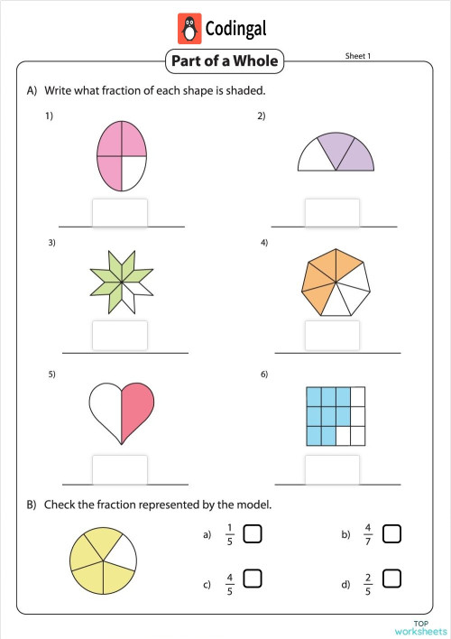 M_G05T01_WC02_Identifying Fractions. Interactive worksheet | TopWorksheets