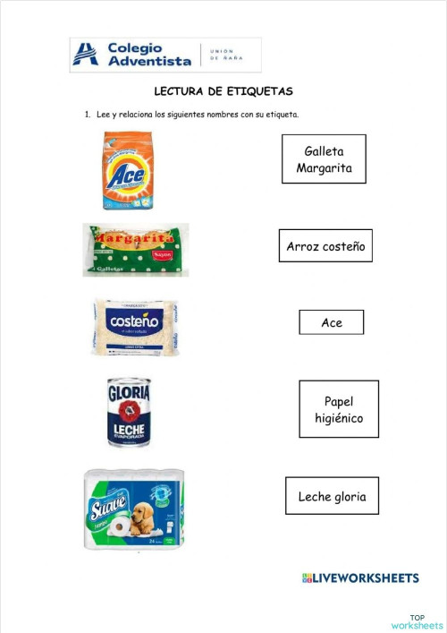 RELACION DE ETIQUETAS. Ficha interactiva | TopWorksheets