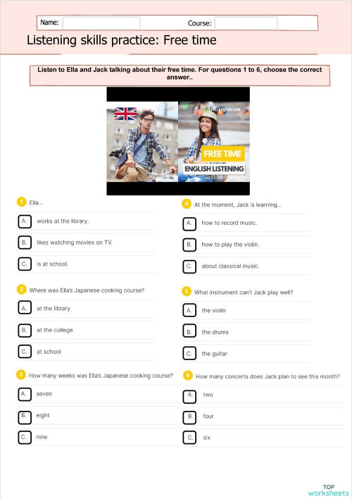 Simple Present Perfect Listening. Interactive worksheet | TopWorksheets