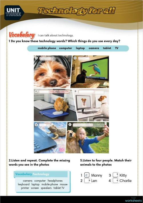 III.1 Vocabulary Technology. Interactive worksheet | TopWorksheets