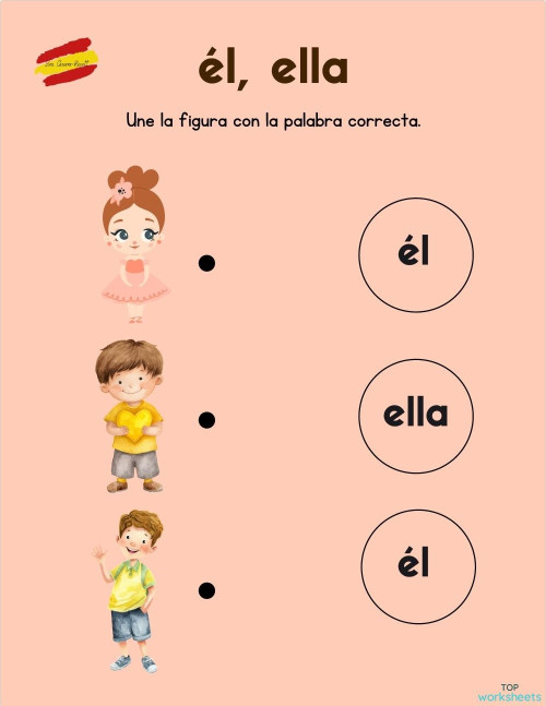 Los pronombres personales: él, ella. Ficha interactiva | TopWorksheets