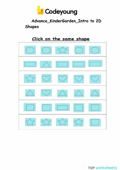 2 d shapes interactive for kg. Interactive worksheet | TopWorksheets