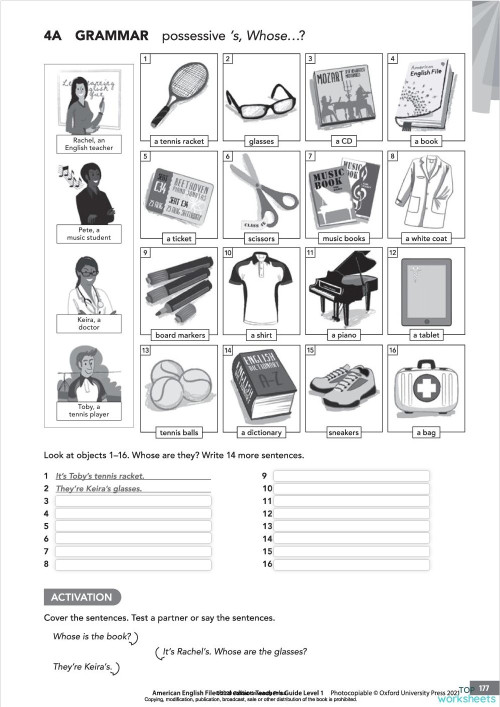 Possessive 's, whose. Interactive worksheet | TopWorksheets