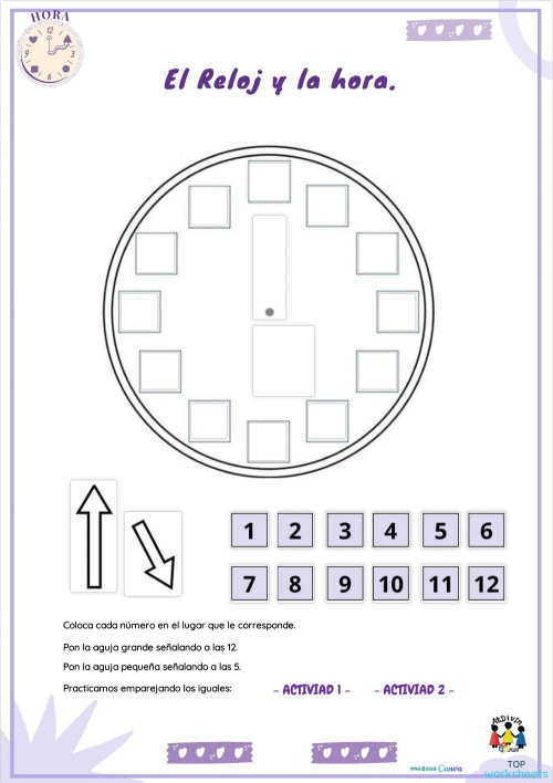 02- El reloj. Ficha interactiva | TopWorksheets