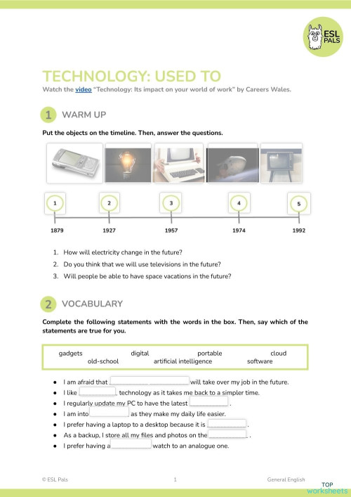 TECHNOLOGY: USED TO. Interactive worksheet | TopWorksheets