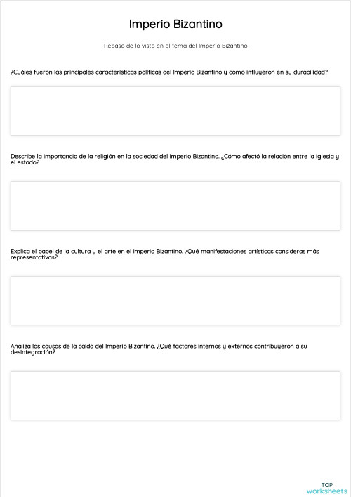 Imperio Bizantino. Ficha interactiva | TopWorksheets