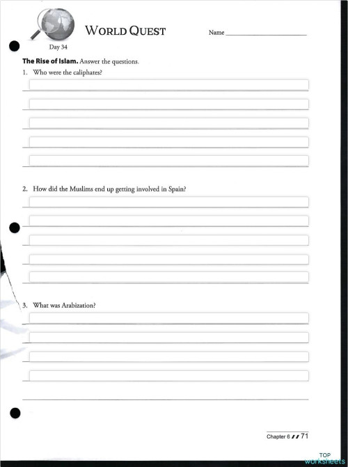 Chapter 6: World Quest Pg 71-72. Interactive worksheet | TopWorksheets
