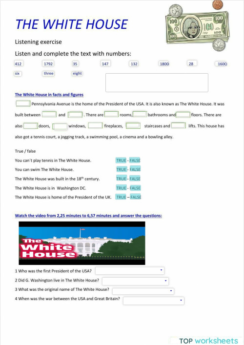 The White House. Interactive worksheet | TopWorksheets