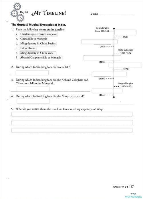 Chapter 11: My Timeline Pg 117. Interactive worksheet | TopWorksheets