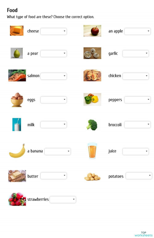 Food - vocabulary. Interactive worksheet | TopWorksheets