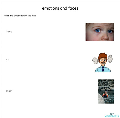 emotions and faces. Interactive worksheet | TopWorksheets