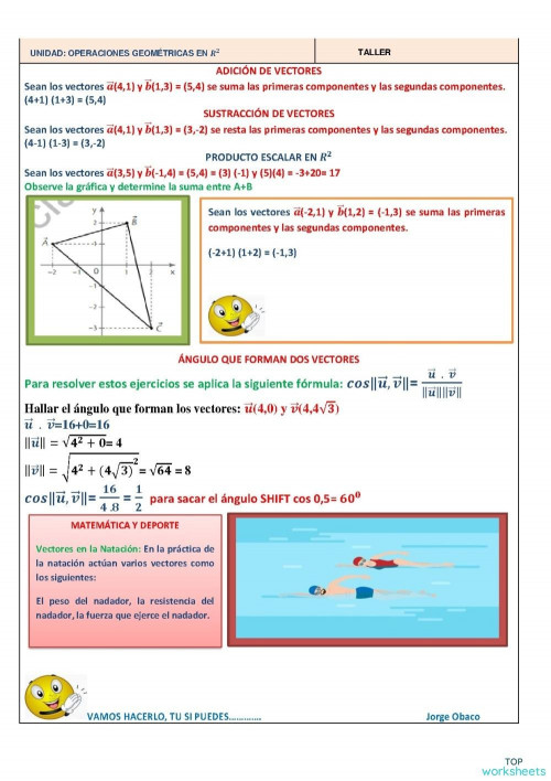 OPERACIONES CON VECTORES. Ficha interactiva | TopWorksheets