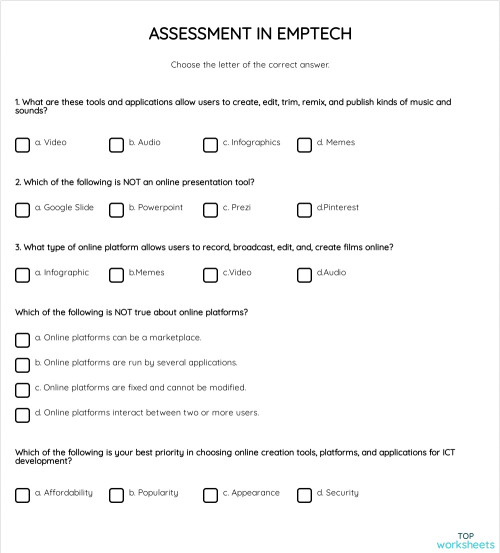 Software: interactive worksheets and online exercises | TopWorksheets