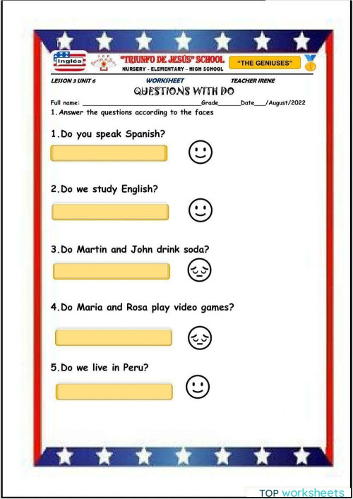 Questions with DO. Interactive worksheet | TopWorksheets