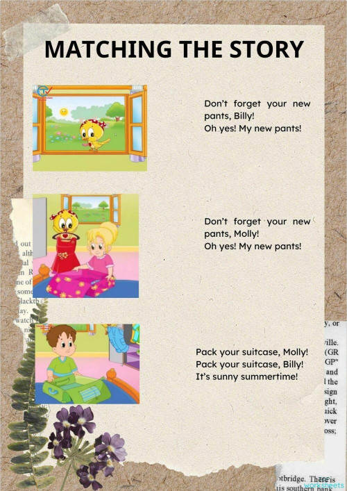 MATCHING THE STORY - UNIT 6: BYE BYE, BIRDIE. Interactive worksheet ...