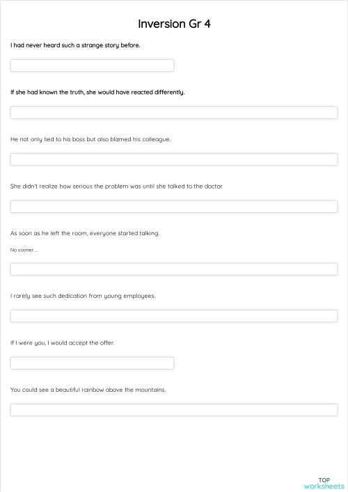 Inversion Gr 4. Interactive worksheet | TopWorksheets