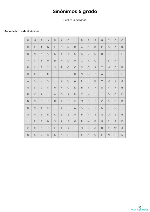 Sinónimos: fichas interactivas y ejercicios online | TopWorksheets