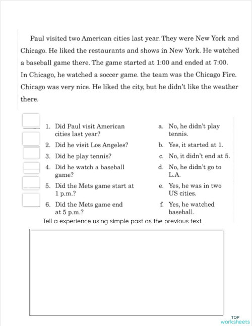 Activity simple past. Ficha interactiva | TopWorksheets