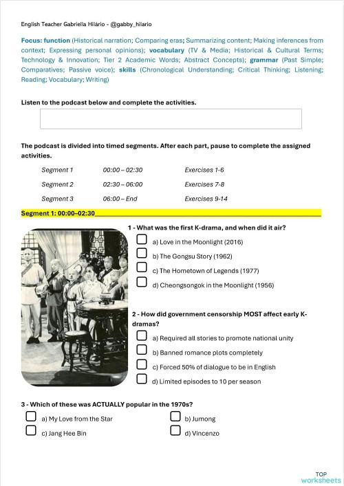 LISTENING - K-Drama. Interactive worksheet | TopWorksheets