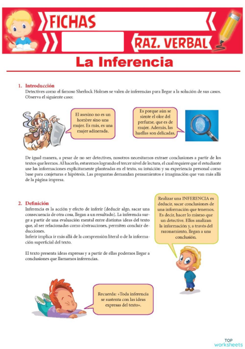 LA INFERENCIA. Ficha interactiva | TopWorksheets