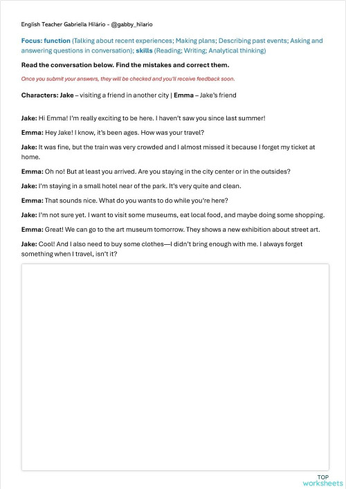 WRITING - Correcting the conversation. Interactive worksheet ...