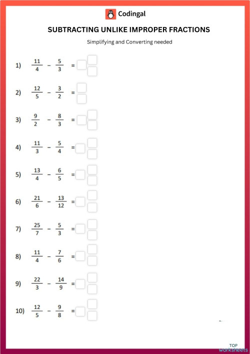M_G05M06L11_WE02_Operation_of_Fractions(Part 2)_6. Interactive worksheet | TopWorksheets