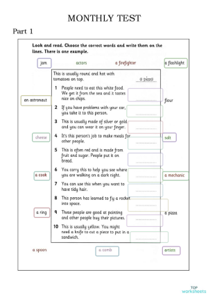 Flyers Monthly test. Interactive worksheet | TopWorksheets
