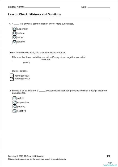 Chemistry: interactive worksheets and online exercises | TopWorksheets