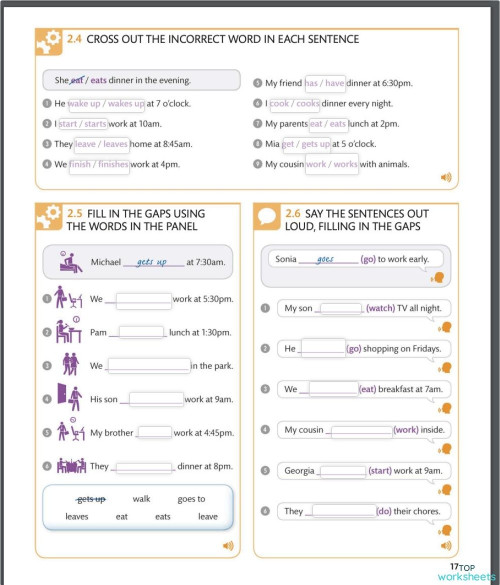 Talking about routines. Interactive worksheet | TopWorksheets