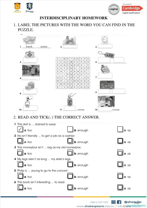 6th Graders Interdisciplinary homework. Interactive worksheet ...