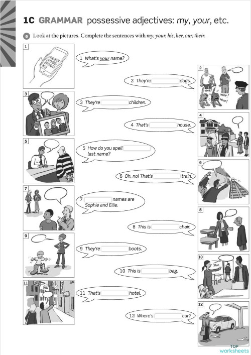 Possessive adjectives. Interactive worksheet | TopWorksheets