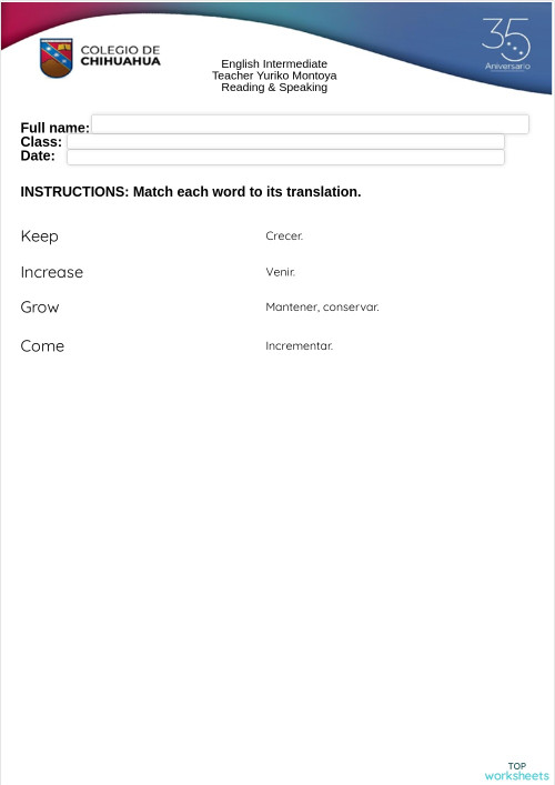 Intermediate - PET vocabulary. Interactive worksheet | TopWorksheets