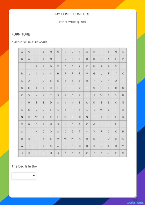 MY HOME FURNITURE. Interactive worksheet | TopWorksheets