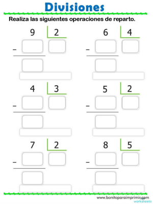 Operaciones de reparto o división. Ficha interactiva | TopWorksheets