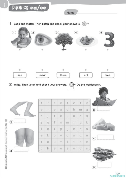 PHONICS EA/EE. Ficha interactiva | TopWorksheets