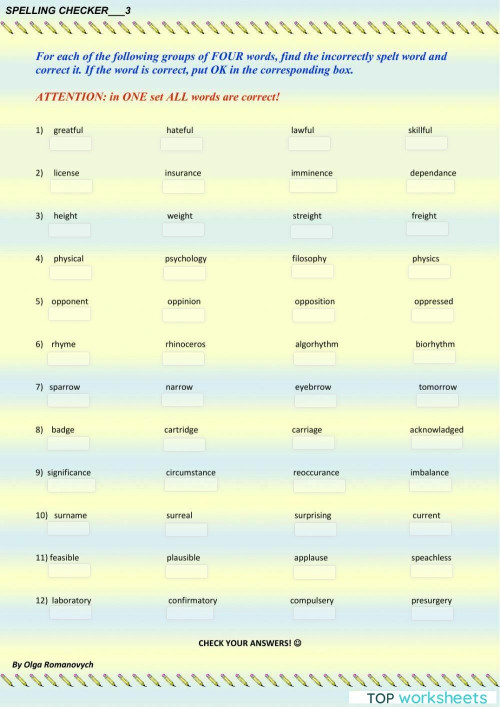 Spelling Checker 3. Interactive worksheet | TopWorksheets