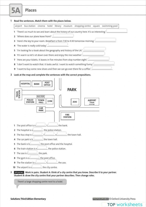 Places. Interactive worksheet | TopWorksheets