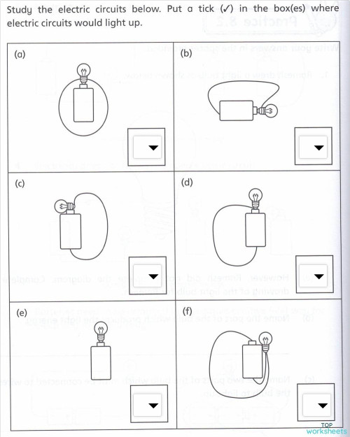 WILL THE BULB LIGHT UP?. Interactive worksheet | TopWorksheets