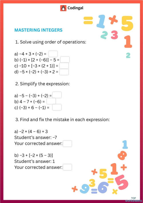 M_G06M03L08_WA01_Reinforcing_Integers_3. Interactive worksheet | TopWorksheets