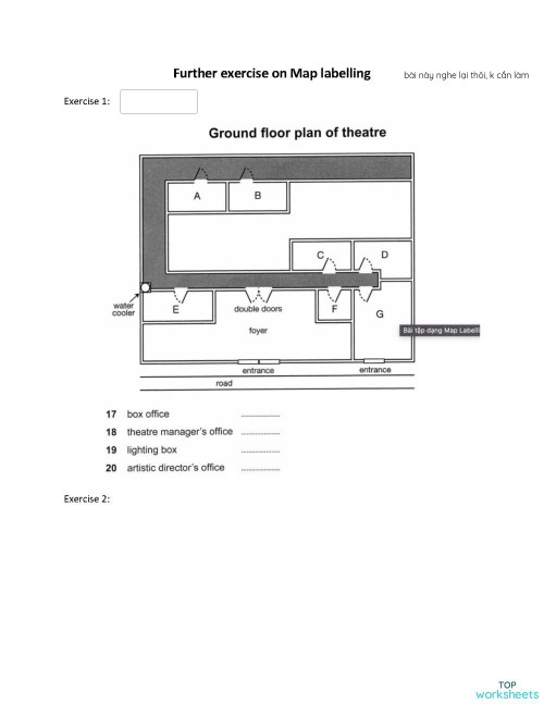 A21818 Listening 3 - Map Labelling. Interactive worksheet | TopWorksheets