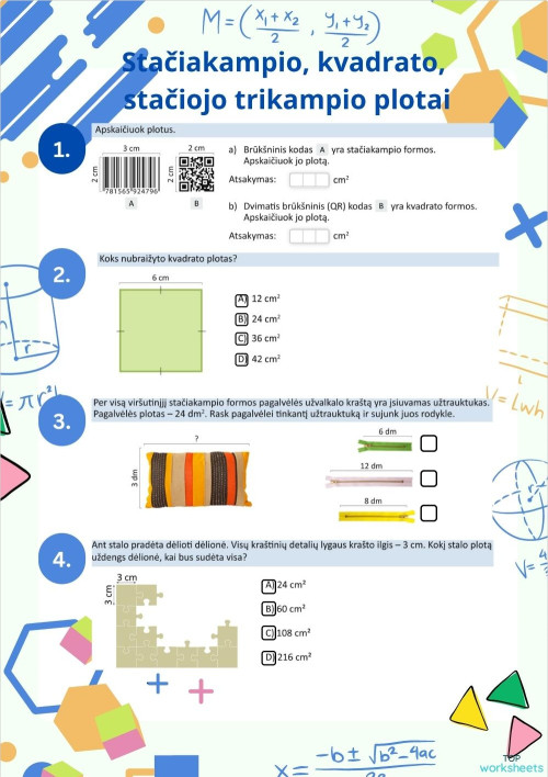 Trikampiai, keturkampiai: interactive worksheets and online exercises ...